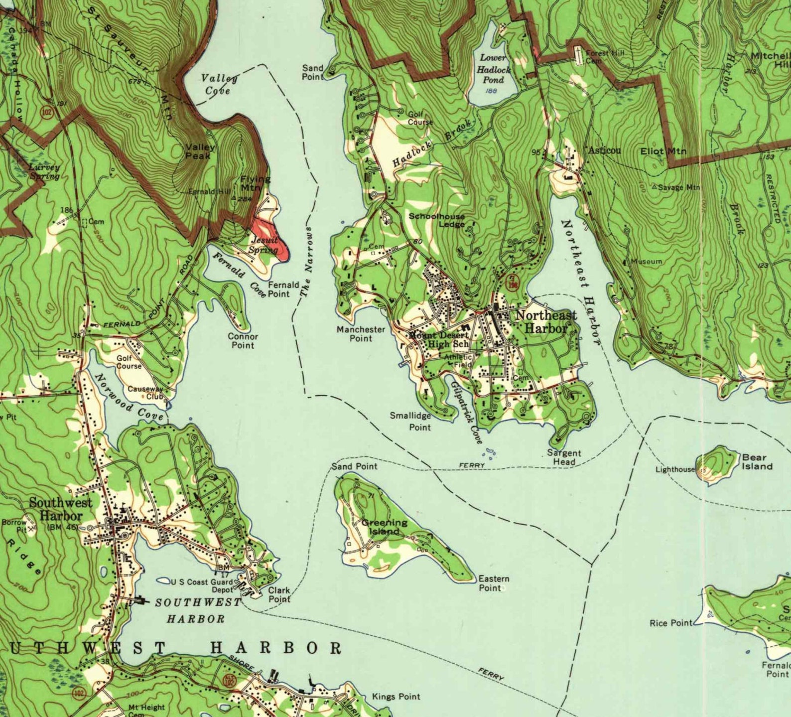 Acadia National Park 1956 Old Wall Map Maine Reprint LC | Etsy