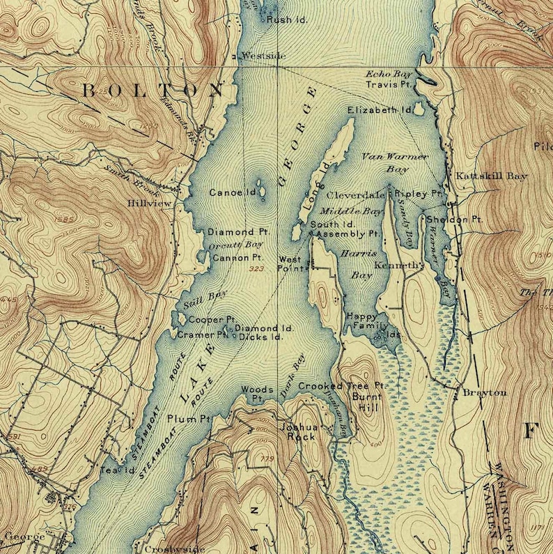 Lake George - 1904 USGS Old Topographic Map Custom Composite Reprint ...