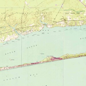 Bogue Sound & Cape Lookout, NC - 1951 Old Topographic Map USGS Custom ...