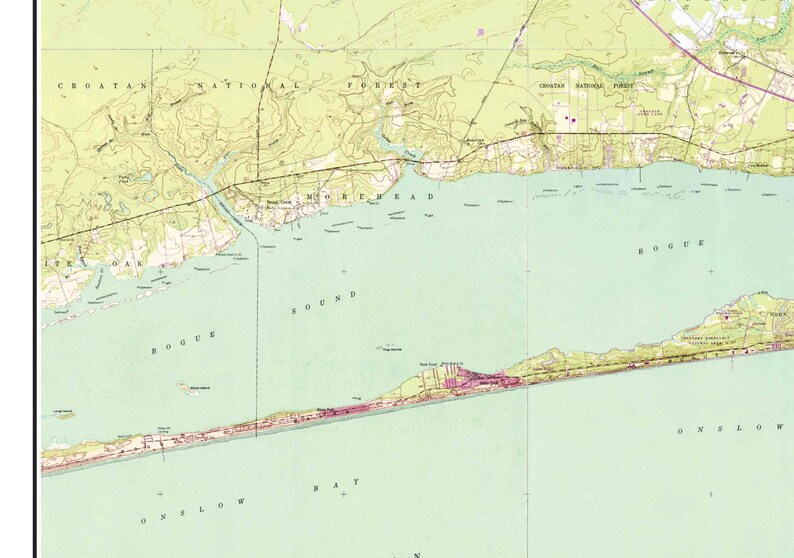 Bogue Sound & Cape Lookout NC 1951 Old Topographic Map USGS - Etsy
