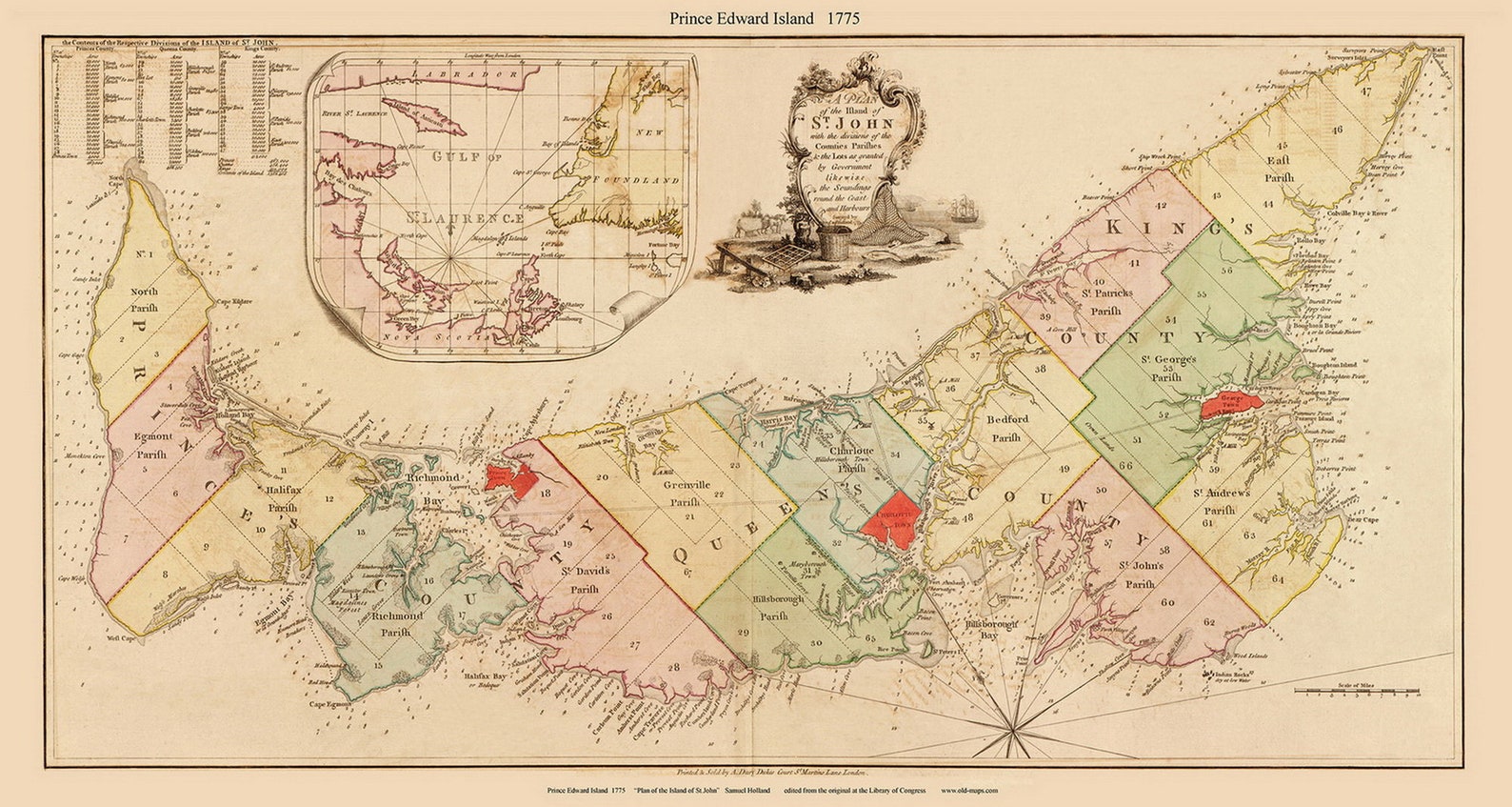 Prince Edward Island 1775 old map reprint PEI Canada Gulf St | Etsy