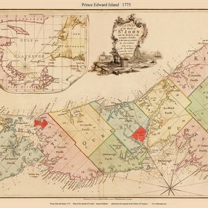 Prince Edward Island 1775 Old Map Reprint PEI Canada Gulf St Lawrence ...