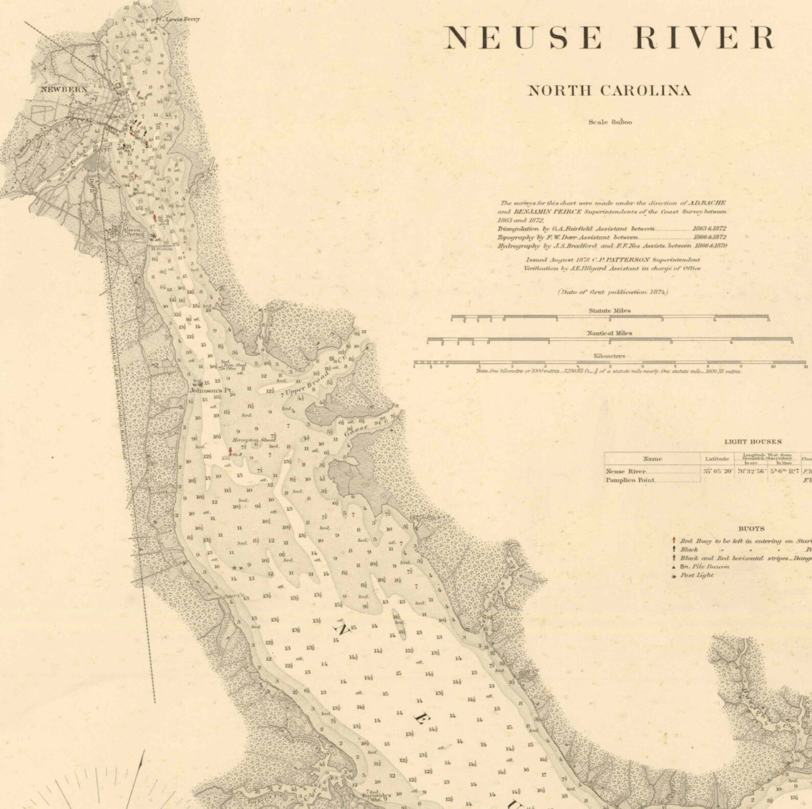 Neuse River-1878 North Carolina Nautical Map Reprint 80000 - Etsy