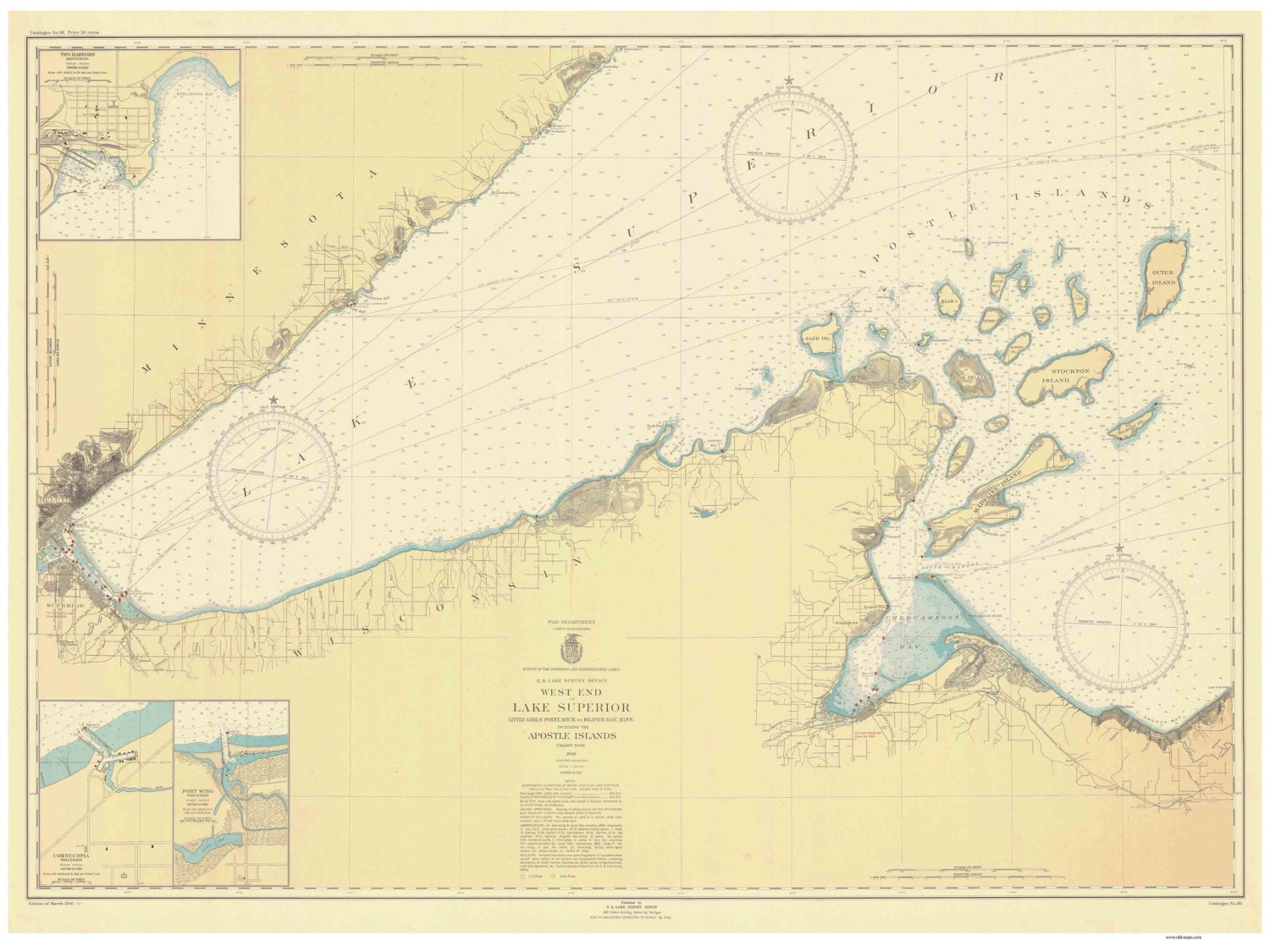 Little Girl Point, Michigan to Beaver Bay, MN Including Apostle Islands ...