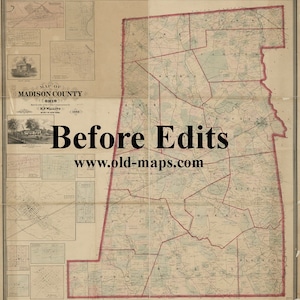Madison County Ohio 1862 - Old Wall Map Reprint With Homeowner Names ...