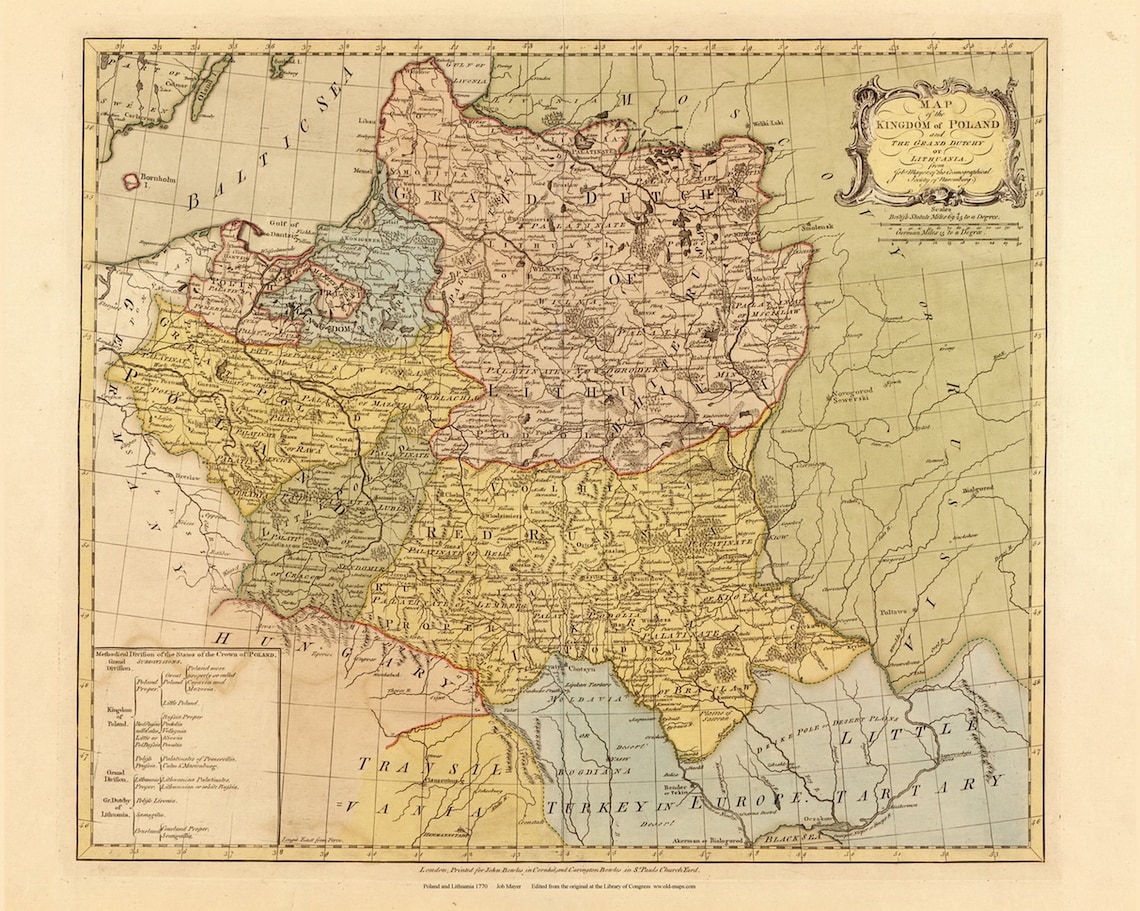 Poland 1770 Old Map Wall Map Reprint A - Etsy