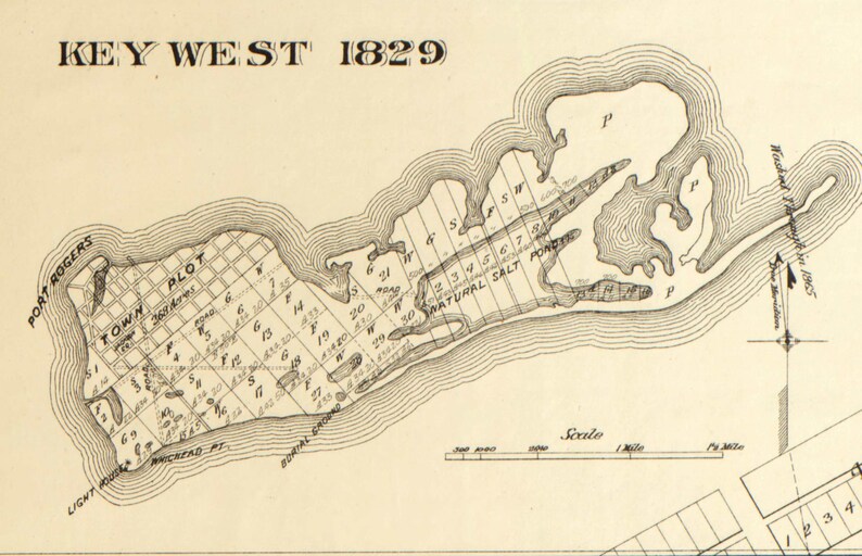 Key West Monroe County Florida 1906 Wall Map With Lot | Etsy
