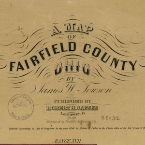 Fairfield County Ohio 1848- Old Wall Map Reprint With Homeowner Names ...