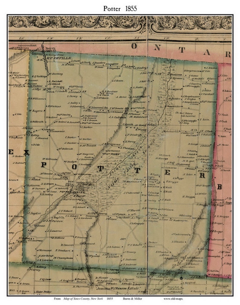 Potter 1855 Old Town Map With Homeowner Names New York - Etsy Ireland
