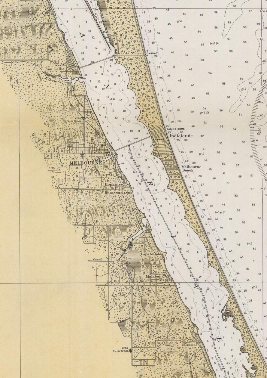 Bethel Shoal to Jupiter Inlet 1934 Nautical Map Florida 80000 AT Chart ...