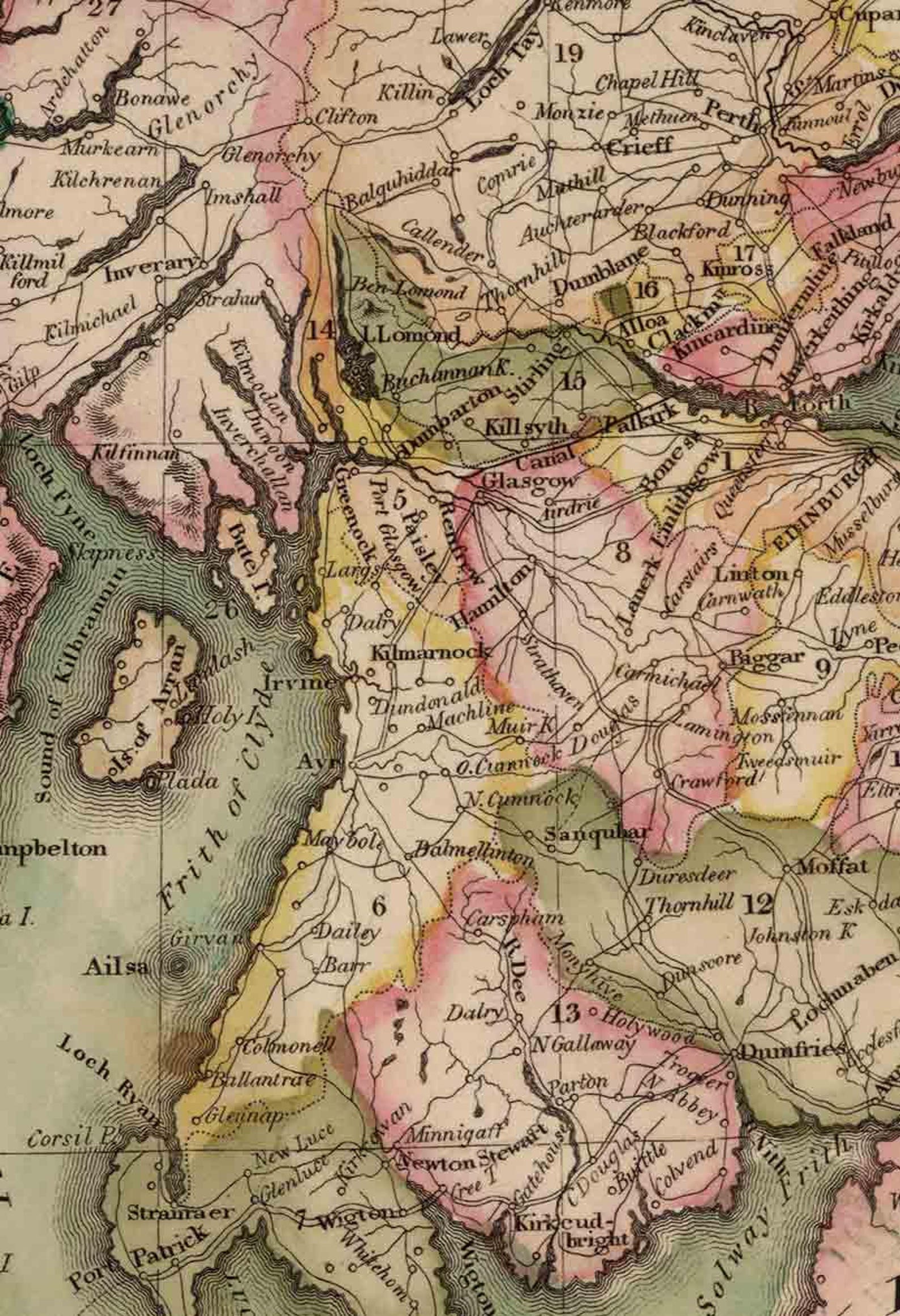 Scotland 1814 Old Map Melish Reimpresión - Etsy España