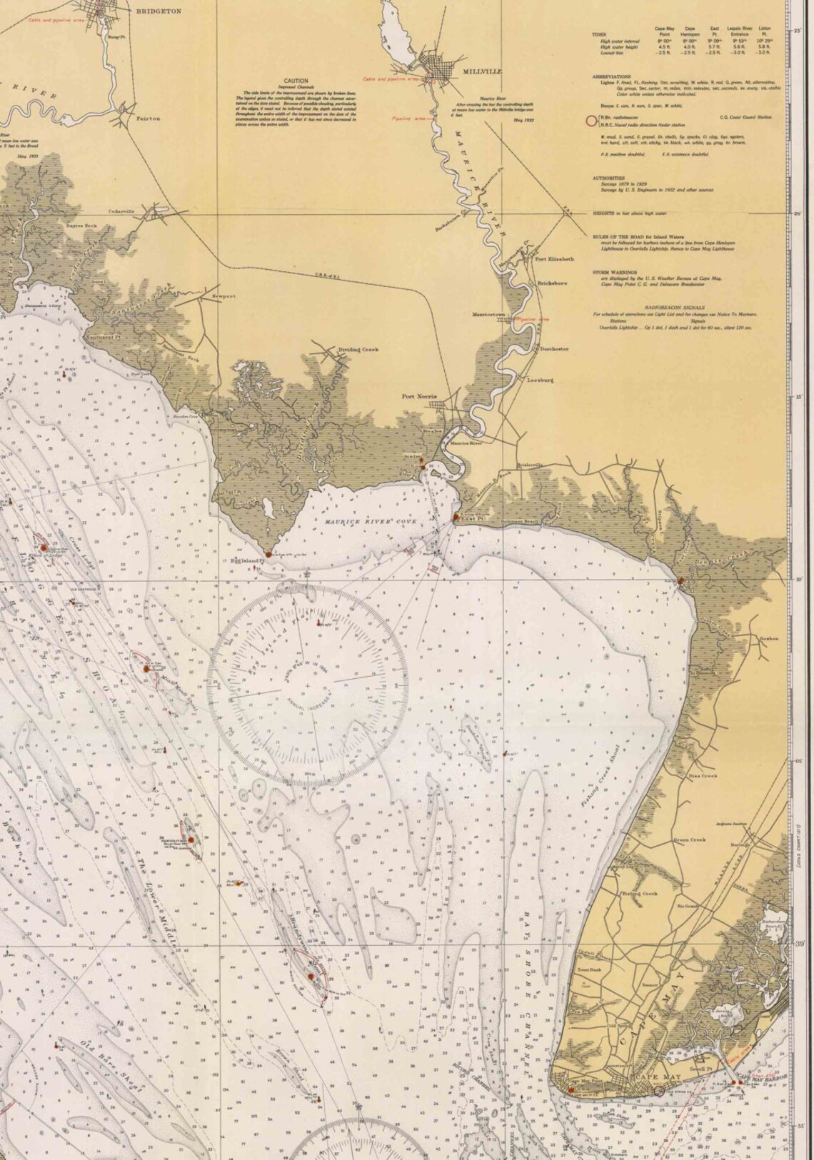 Delaware Bay 1934 Nautical Map Reprint New Jersey & - Etsy