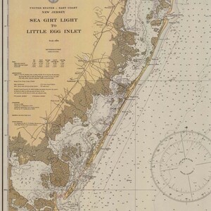 Sea Girt Light to Little Egg Inlet - 1933 Nautical Map Reprint - New ...