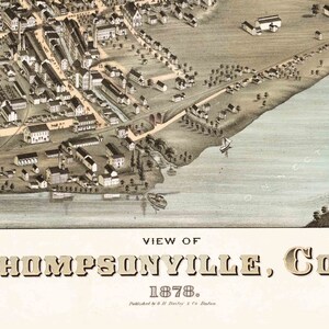 Thompsonville Connecticut 1878 Birds Eye View CT Reprint - Etsy
