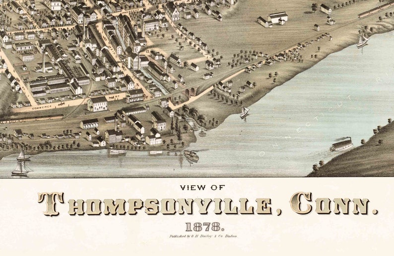 Thompsonville Connecticut 1878 Birds Eye View CT Reprint | Etsy