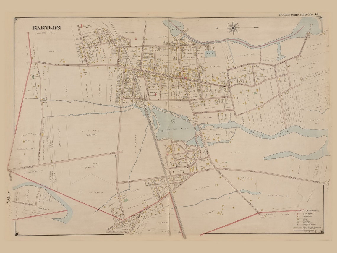 Babylon 1902-1909 Old Town Map Reprint Suffolk County, New York ...