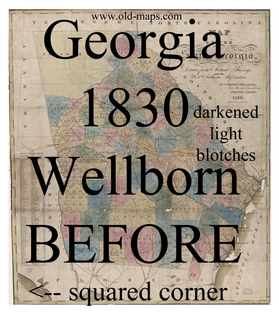 Georgia 1830 Old Map Wellborn State Reprint - Etsy