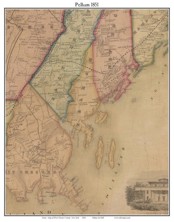 Pelham 1851 Old Town Map With Homeowner Names New York - Etsy