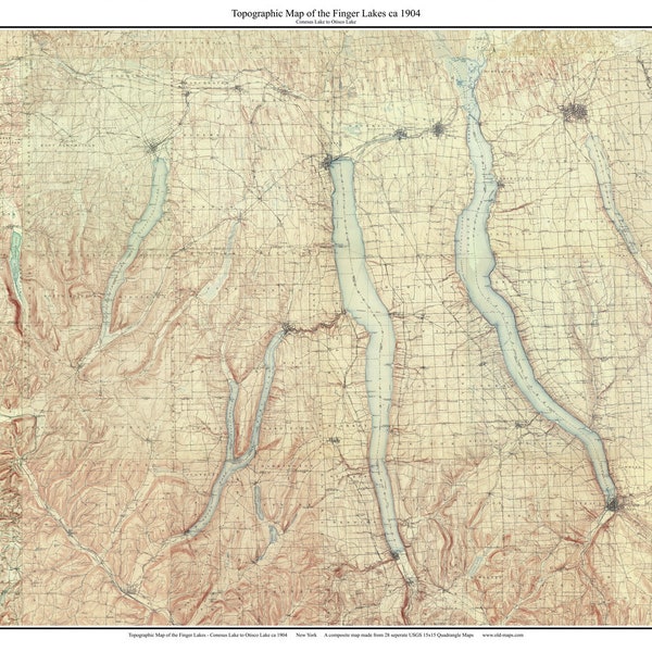 Finger Lakes Map Poster - Etsy