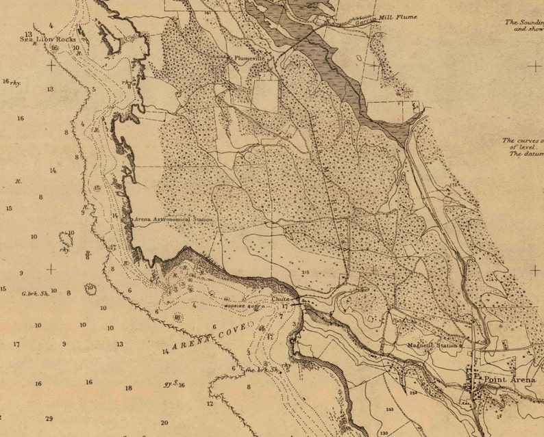 Point Arena 1889 Nautical Map - PC Harbors 661-12 Reprint California - Etsy