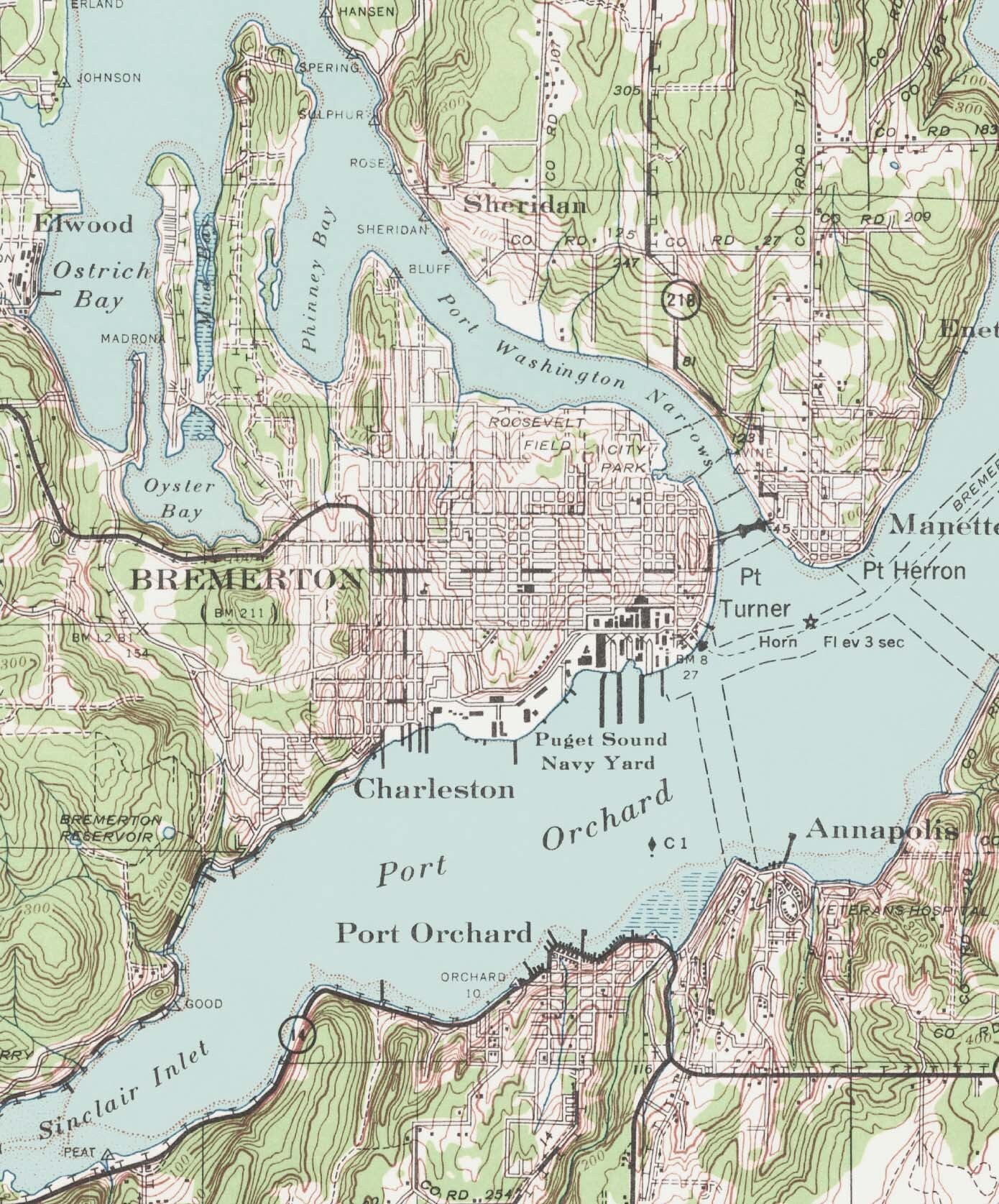 Bremerton and Bainbridge Island Ca. 1937 USGS Old - Etsy UK