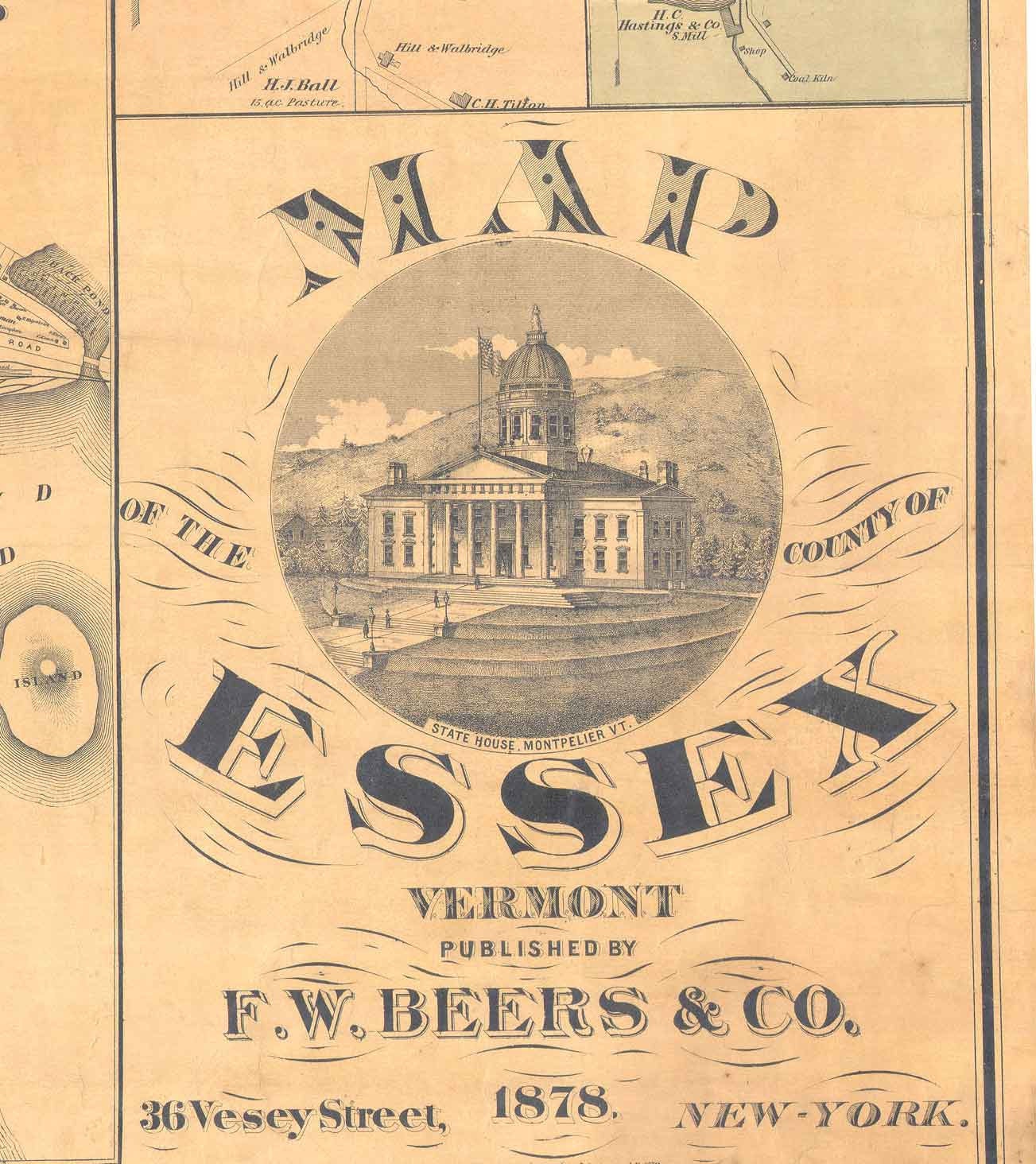 Essex County Vermont 1878 Beers Old Wall Map Reprint With | Etsy