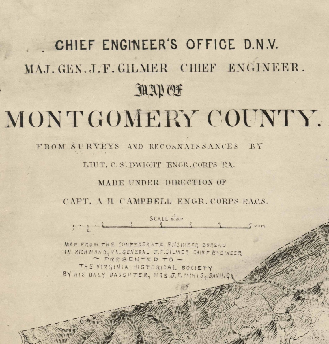 Montgomery County Virginia 1864 Old Wall Map With Homeowner | Etsy