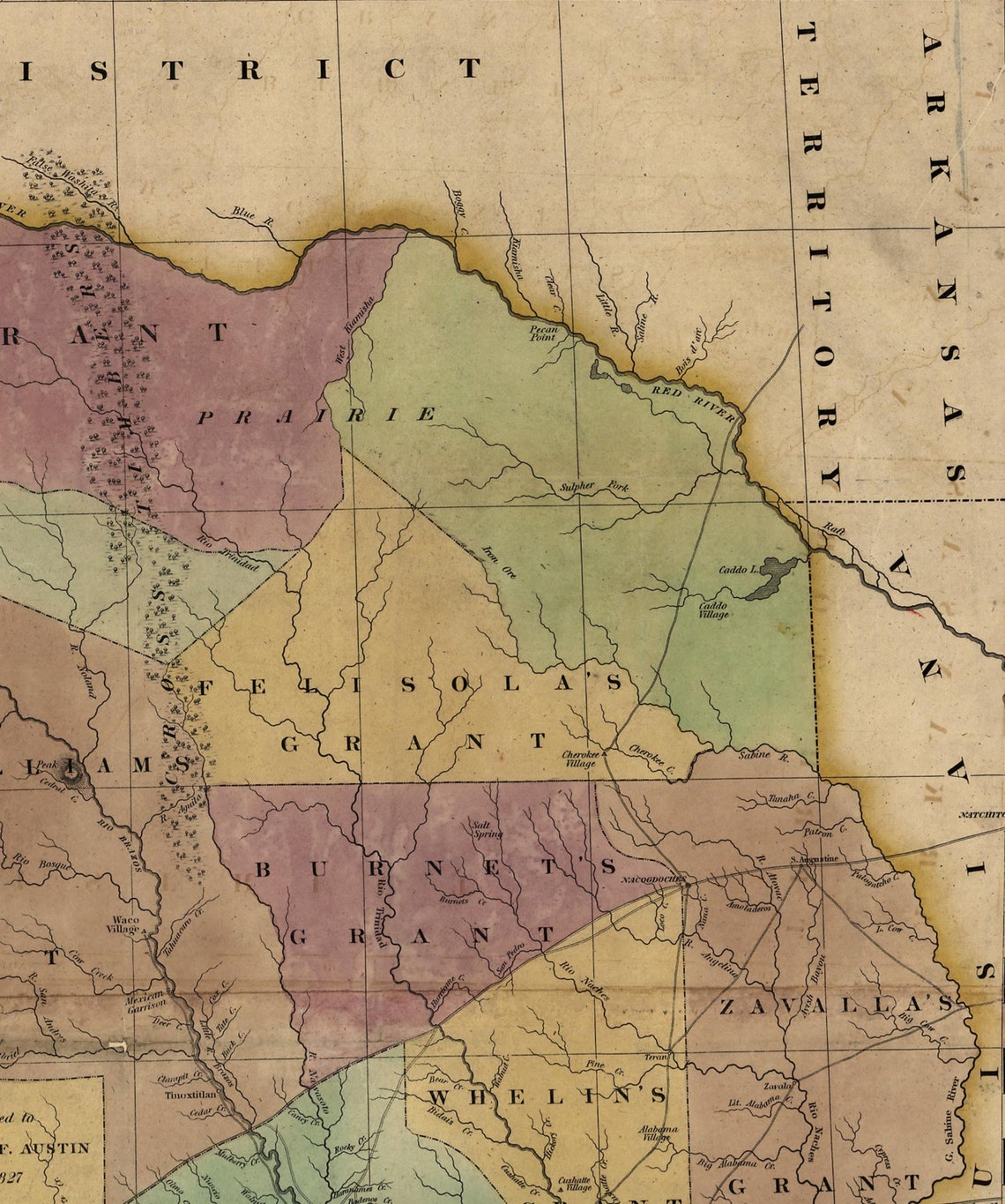 Texas 1837 State Map - H.S. Tanner - Indian Territories and Land Grants ...