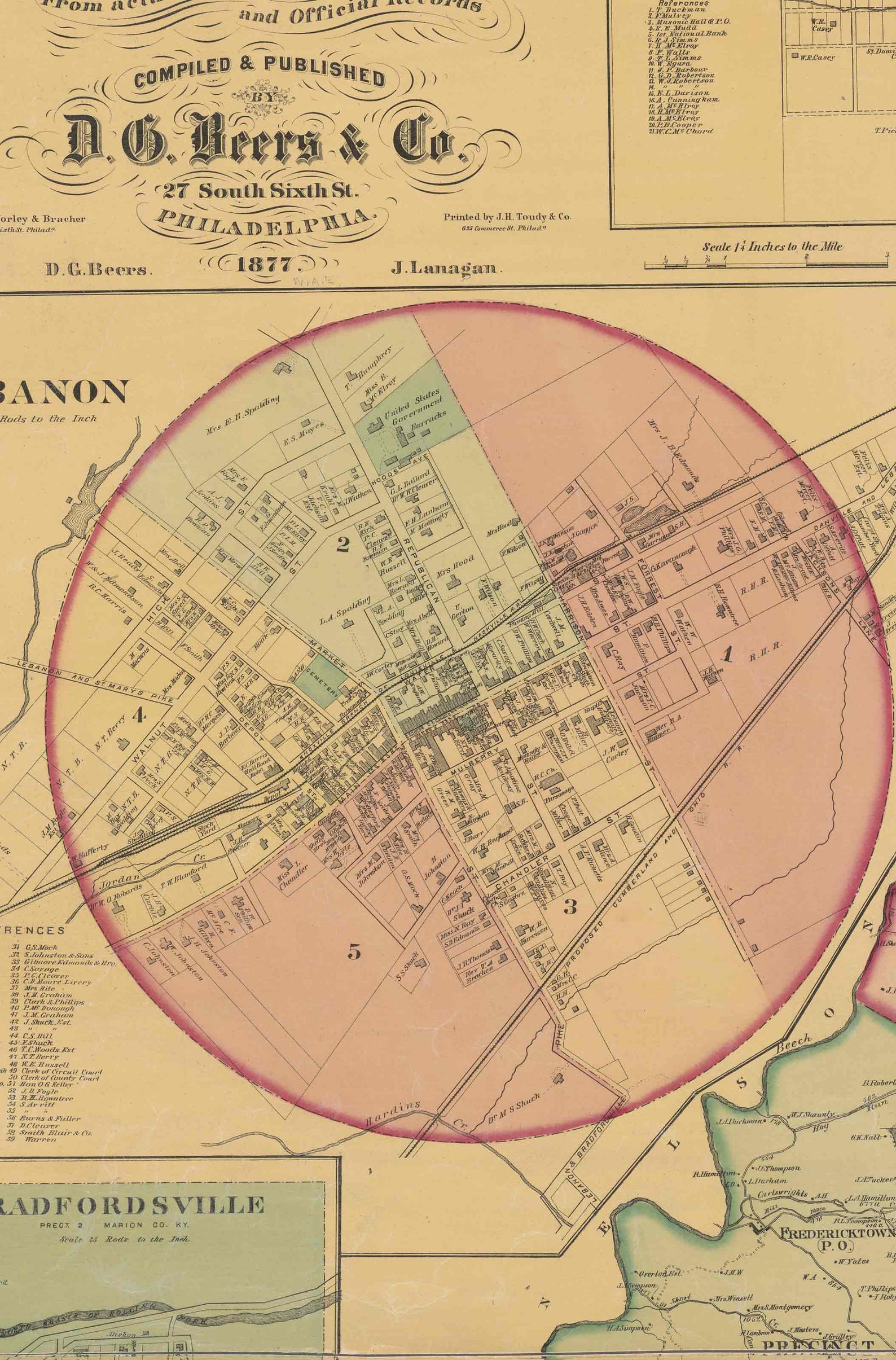 Marion & Washington Counties Kentucky 1877 Old Wall Map With - Etsy