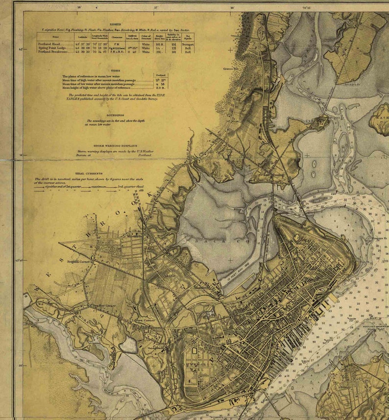 Portland Harbor Maine 1918 Nautical Map Harbors 1 325 -13292 Reprint - Etsy