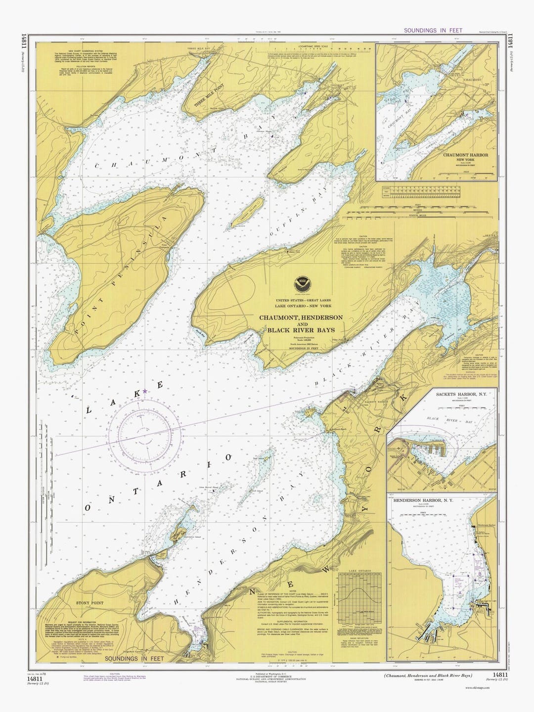 Lake Ontario - East End 1978 Nautical Map- Chaumont, Henderson & Black ...