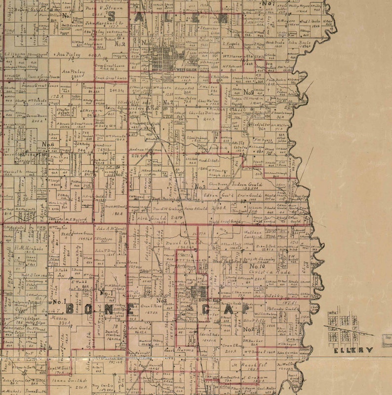 Edwards County Illinois 1891 Old Wall Map Reprint With | Etsy