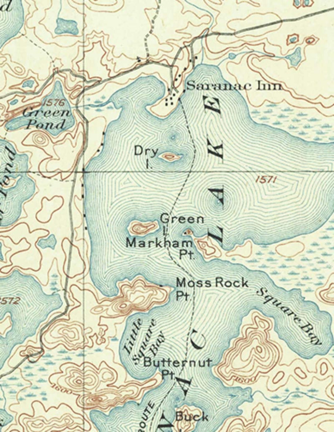 Saranac Lakes 1904 USGS Old Topographic Map Upper Saranac - Etsy