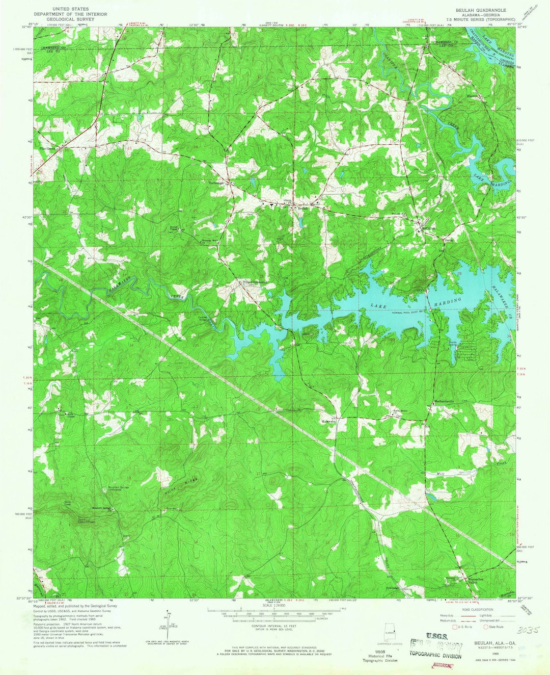 Beulah 1965 1967 Old Topo Map Lake Harding 7x7 USGS Topographic Quad ...