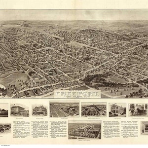 Freeport, New York- 1909 Birds Eye View by Hughes & Bailey - Reprint - Etsy