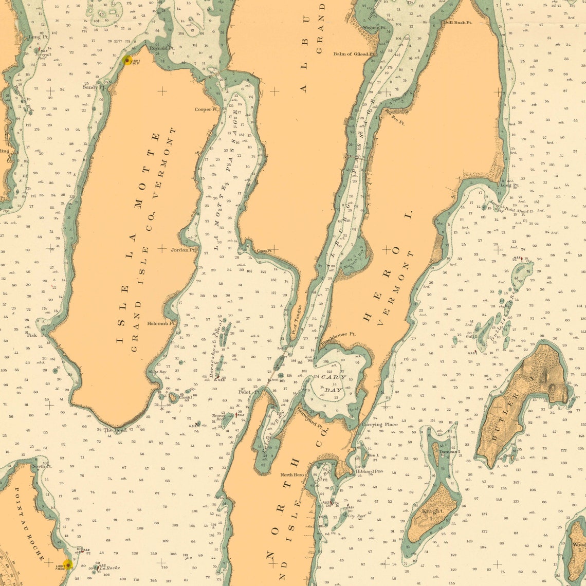 Lake Champlain 1920 Vermont New York Nautical Chart Long - Etsy