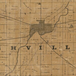 Rush County Indiana 1856 - Old Wall Map Reprint With Landowner Names ...