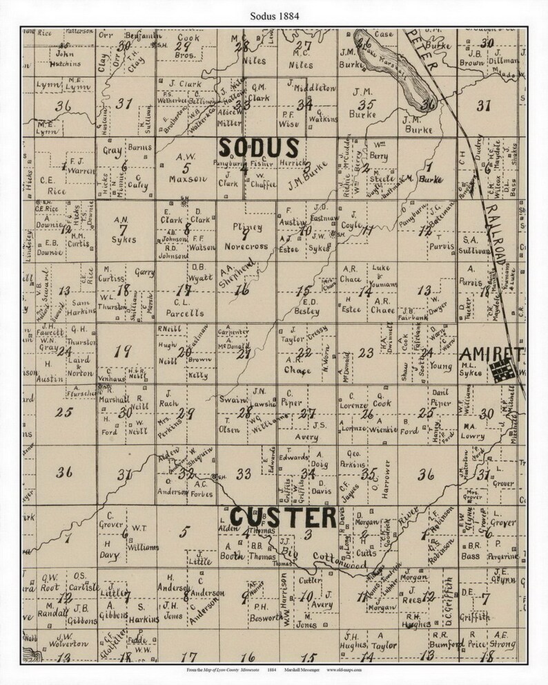 Sodus 1884 Amiret Old Town Map With Homeowner Names - Etsy