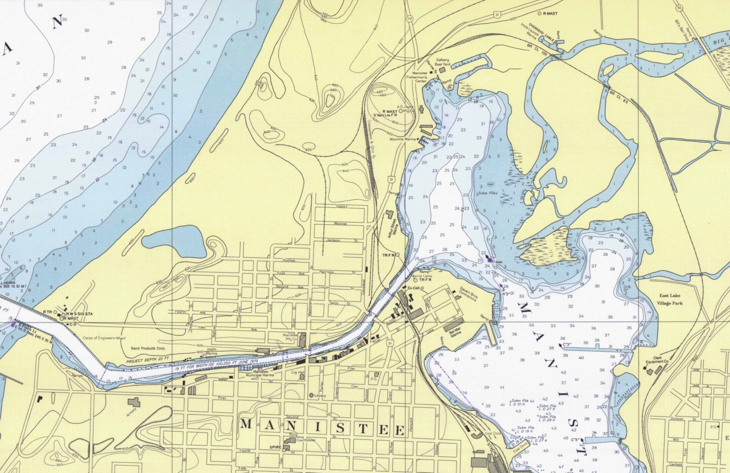 Manistee Harbor 1975 Lake Michigan Michigan Nautical Map | Etsy