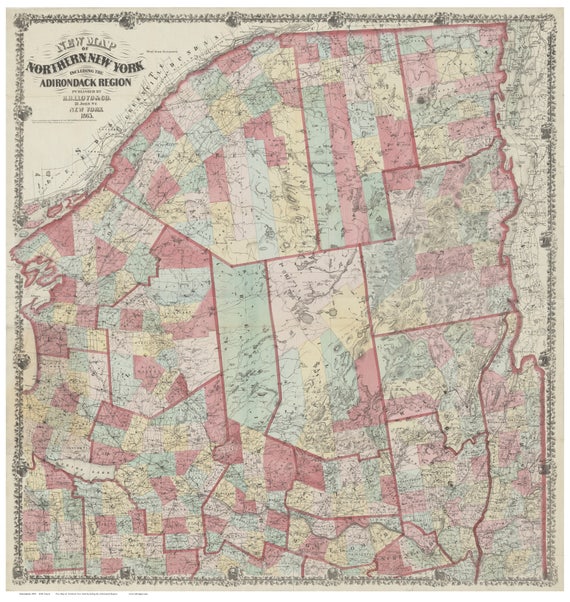 Adirondack Region 1865 Northern New York Old Map Lloyd | Etsy