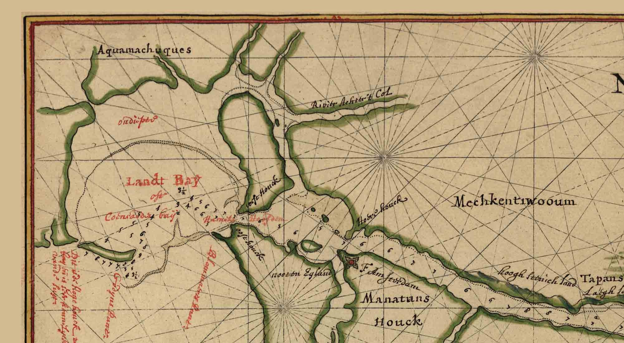 Hudson River Manhattan Albany 1639 Old Map Vinckeboons | Etsy