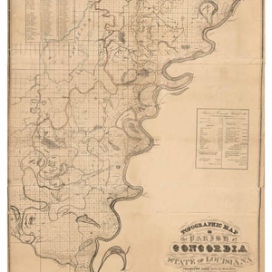 Concordia Parish Louisiana 1841 - Old County Wall Map With Landowner ...