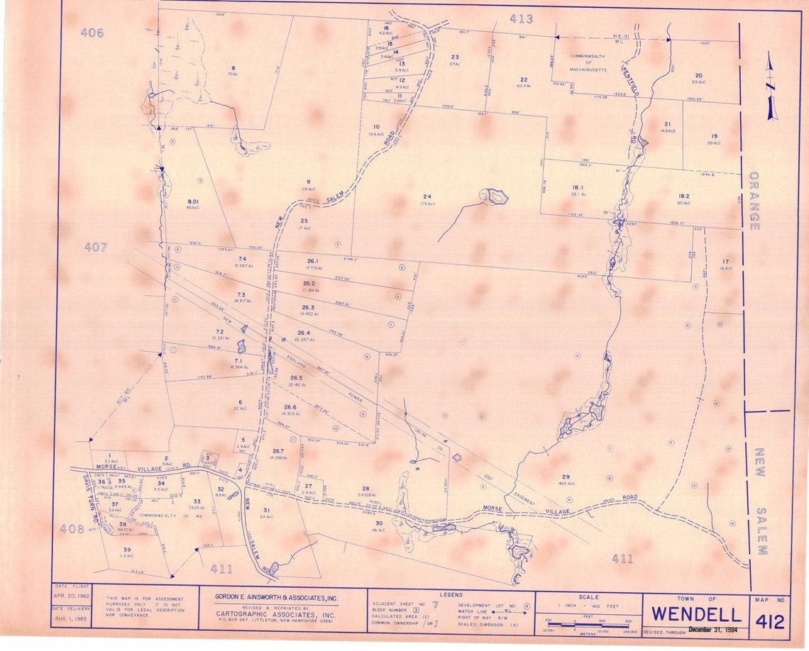 Wendell Massachusetts 1984 Set of Tax Maps 14 Maps Very | Etsy