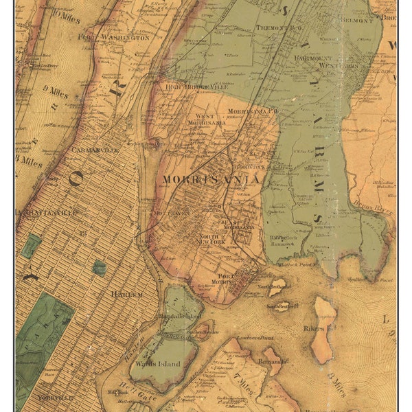 Bronx Ny Map With Names - Etsy
