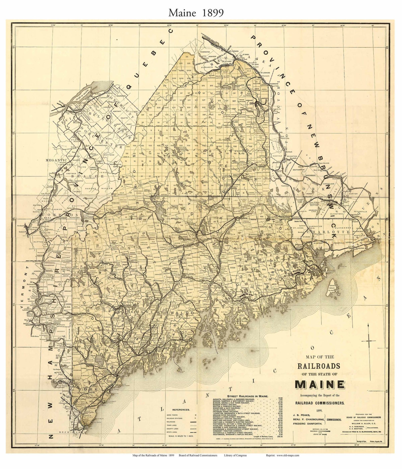 Maine With Railroad Lines - 1899 Map by Board of Railroad Commissioners ...
