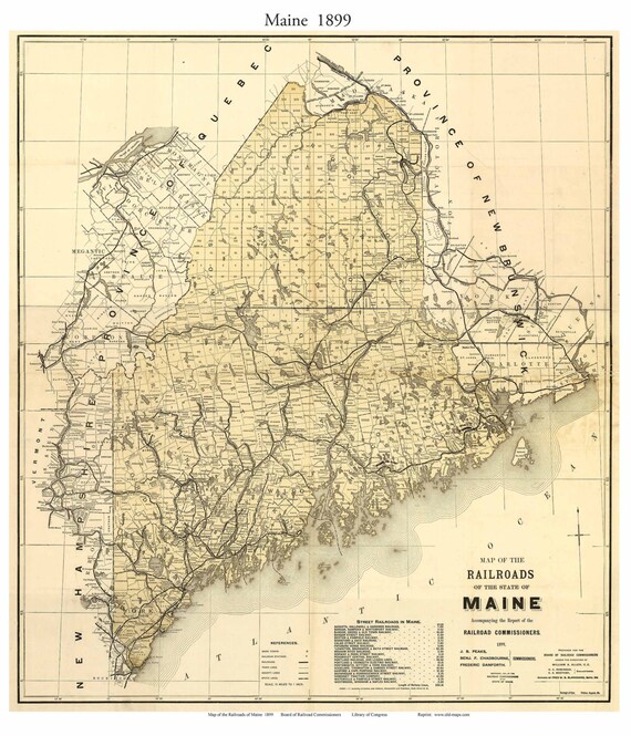 Maine With Railroad Lines 1899 Map by Board of Railroad | Etsy