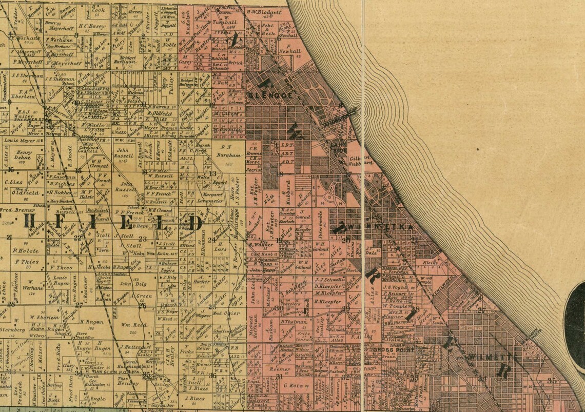 Cook & Dupage Counties Illinois 1890 Old Wall Map Reprint | Etsy