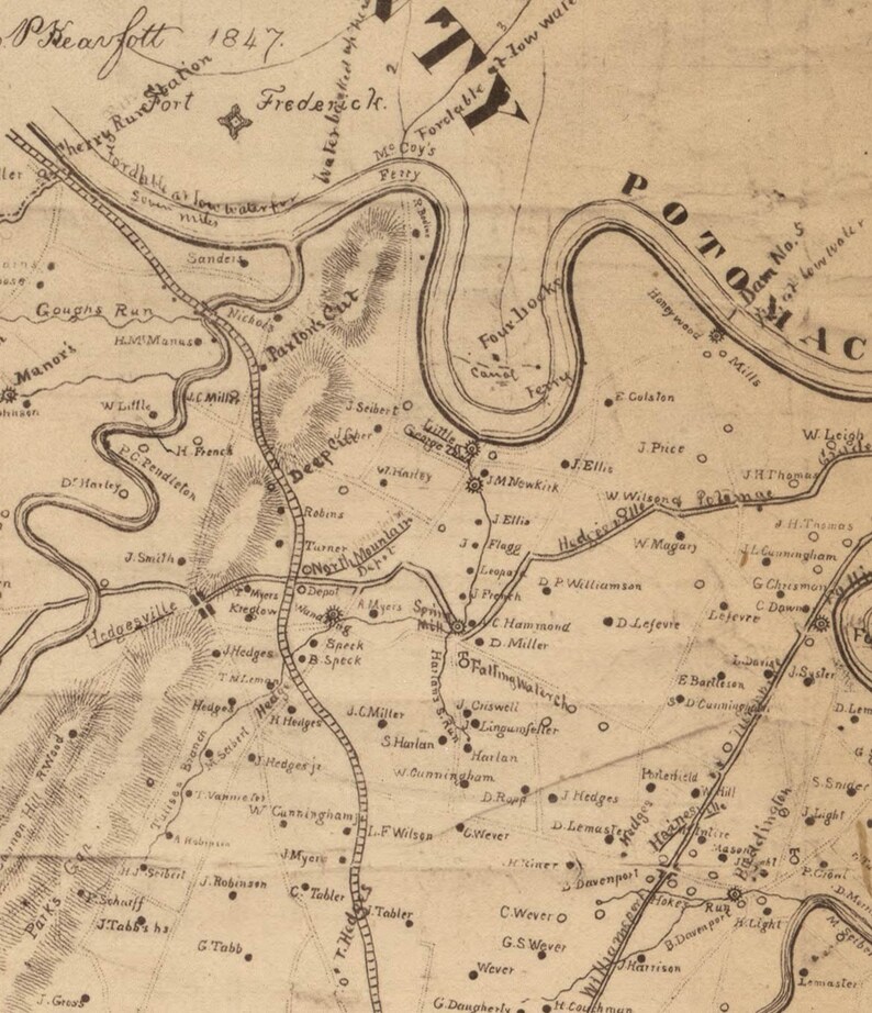 Berkeley County Map 1847 West Virginia - Old Wall Map With Homestead ...