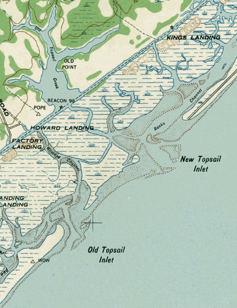 Topsail Sound 1948 Map Old Topographic USGS Custom Composite - Etsy