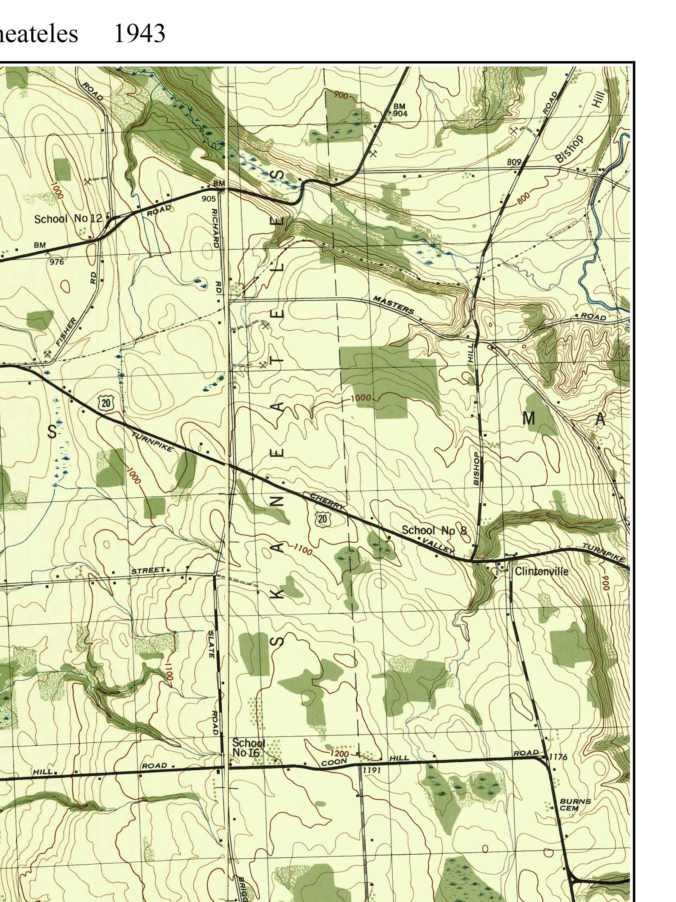 Skaneateles 1943 USGS Old Topographic Map Custom Composite | Etsy